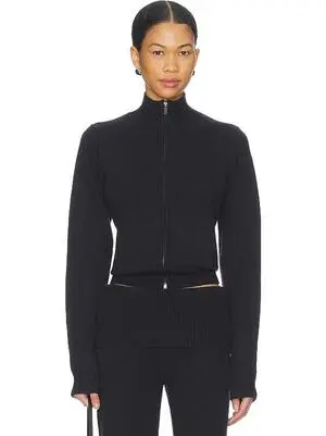 SKIMS Wool Cashmere Zip Up Sweater - Onyx