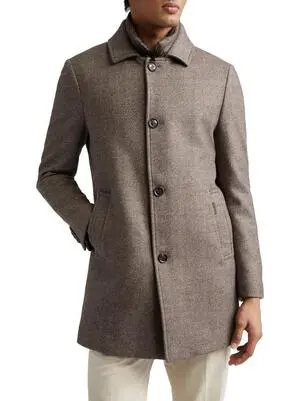 MOORER Virgin Wool Mouliné Monferrato Coat - Taupe