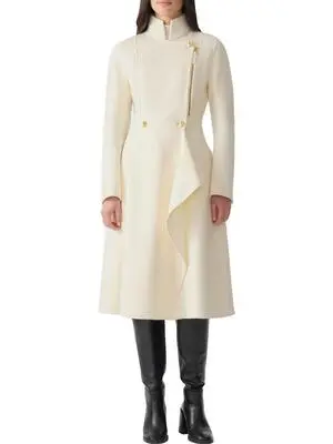 Mackage Annia Asymmetric Wool Double Face Coat - Cream