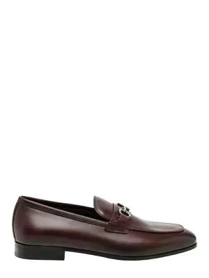 FERRAGAMO Gancini Leather Loafers - Red