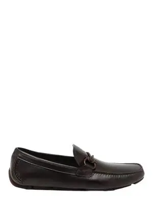 FERRAGAMO Gancini Leather Loafers - Brown