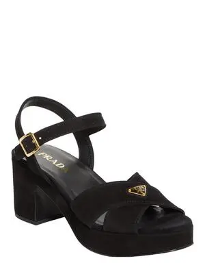 Prada Suede Platform Sandals - Nero