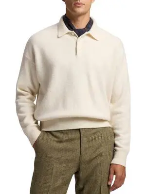 Ralph Lauren Purple Label Cashmere And Alpaca Rugby Polo Sweater - Classic Cream