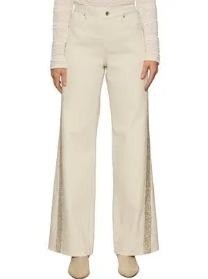 Sanctuary Cadence Shimmer Side Stripe High Waist Jeans - Vanilla Creme