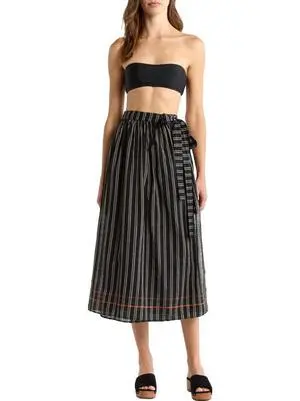 Ulla Johnson Suri Stripe Cover-up Skirt - Noir Stripe