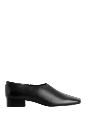 Cos Square-Toe Leather Heeled Shoes Black
