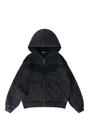 YOUNGLA Armored Zip-up Hoodie - Black Wash
