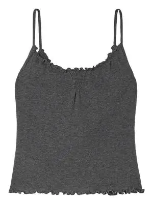 DEIJI STUDIOS Flounce Shirred Cotton And Wool-blend Tank - Gray