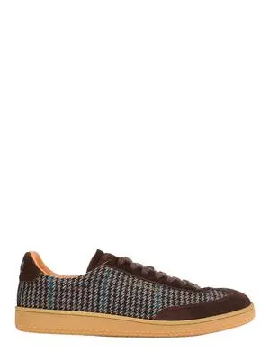 Paul Smith Como Houndstooth Tweed And Suede Sneakers - Dark Brown