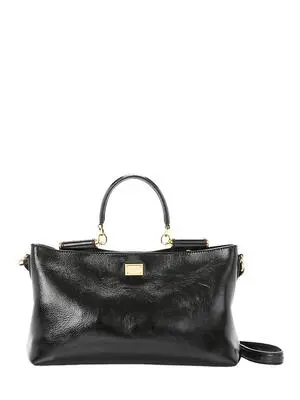 Dolce & Gabbana Leather Top Handle Bag - Black
