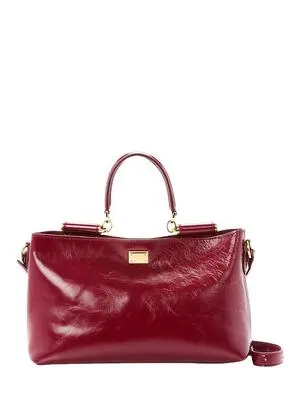 Dolce & Gabbana Leather Top Handle Bag - Medium Red