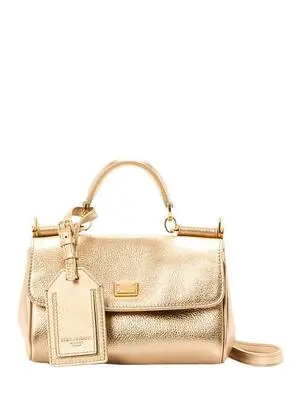 Dolce & Gabbana Metallic Leather Top Handle Bag - Gold