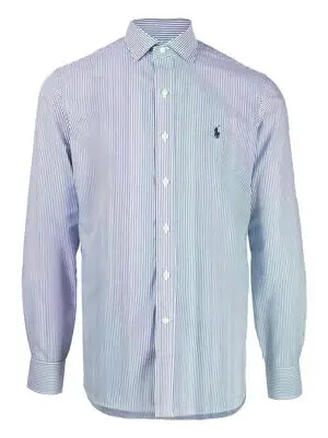 Polo Ralph Lauren Striped Logo-embroidered Shirt - Blue