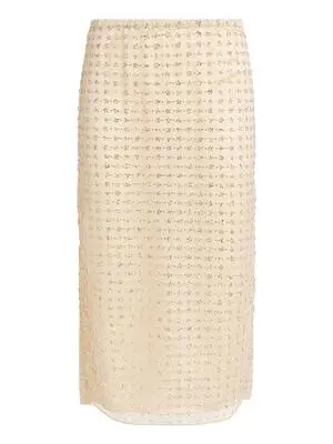 Staud Embellished Ciara Midi Skirt - Ivory