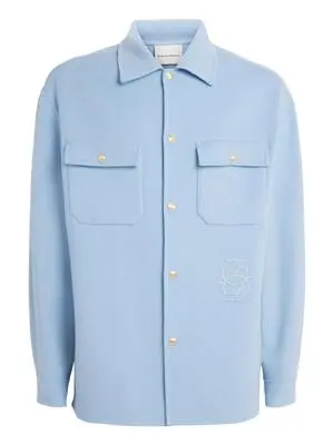 Drole De Monsieur Wool-blend Logo Overshirt - Blue