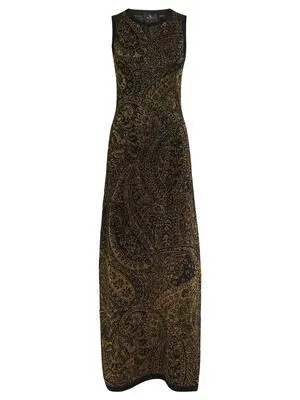 Etro Wool-blend Paisley Maxi Dress - Brown
