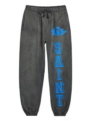 SAINT MXXXXXX Angel Of Death Printed Cotton Sweatpants - Black