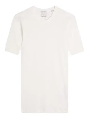Calvin Klein Aubriella Ribbed Stretch-cotton T-shirt - Off White