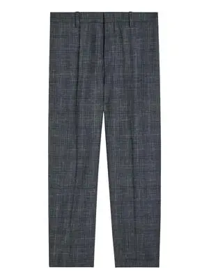 JIL SANDER Checked Straight-leg Wool And Linen-blend Trousers - Black