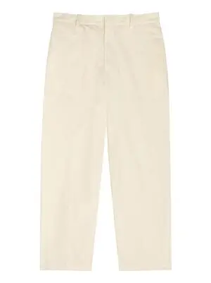 JIL SANDER Checked Straight-leg Wool And Linen-blend Trousers - Off White