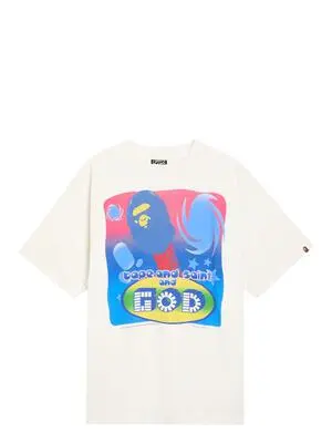 SAINT MXXXXXX X A Bathing Ape God Printed Cotton T-shirt - White