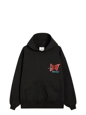 SAINT MXXXXXX Logo-print Hooded Cotton Sweatshirt - Black