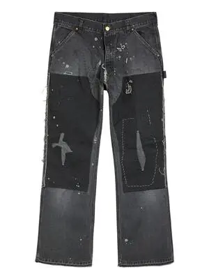 SAINT MXXXXXX Panelled Distressed Denim Jeans - Black