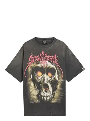 SAINT MXXXXXX X A Bathing Ape Skull Printed Cotton T-shirt - Black