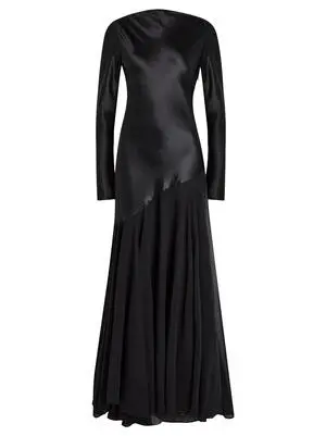 Tove Cordelia Asymmetric Silk Maxi Dress - Black