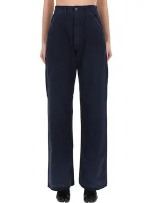 MAISON MARGIELA Herringbone Wide Leg Pants - Blue