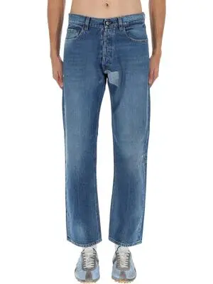 MAISON MARGIELA Straight Leg Jeans With Patch Detail - Blue