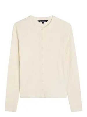 Veronica Beard Lira Pointelle Stretch-knit Cardigan - Ecru