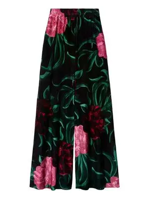 La DoubleJ Floral Palazzo Trousers - Black