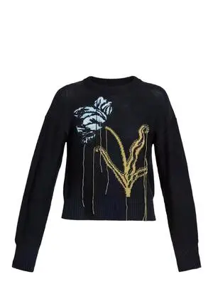 Erdem Floral-motif Crew-neck Sweater - Blue