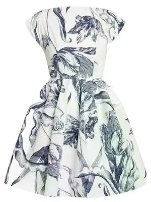 Erdem Floral-print Mini Dress - Neutrals