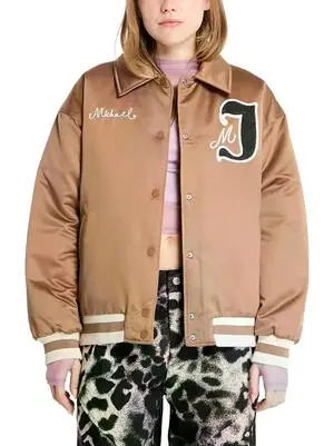 JORDAN Embroidered-logo Varsity Jacket - Brown