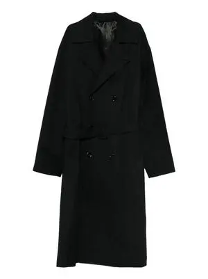 LARDINI Belted Double-breasted Coat - Black
