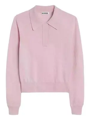 JIL SANDER Wool Polo Sweater - Pink