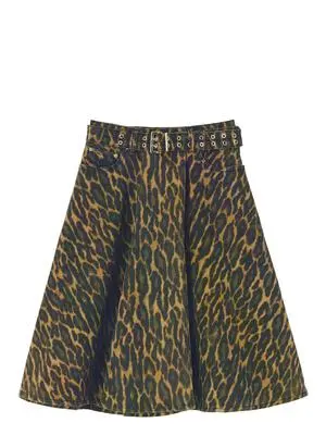 GANNI Leopard-print Midi Skirt - Black