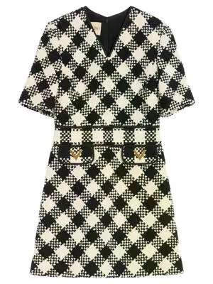 Valentino Garavani Damier Tweed Mini Dress - Black