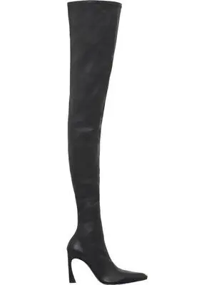 MARINE SERRE Ms Crush Leather Thigh Boots - Black