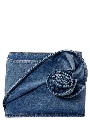 Magda Butrym Floral-appliqué Denim Miniskirt - Blue