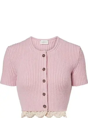 Magda Butrym Crochet-trimmed Cashmere Top - Pink
