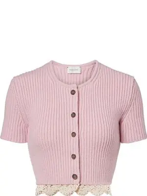 Magda Butrym Crochet-trimmed Cashmere Top - Pink
