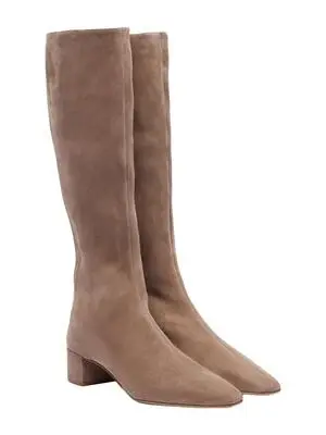 AQUAZZURA Saint Honoré 35 Suede Knee-High Boots Brown