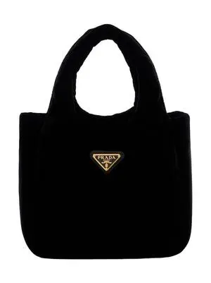 Prada Mini Velvet Top-handle Bag - Black