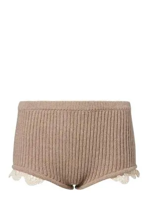 Magda Butrym Crochet-trimmed Cashmere Shorts - Beige