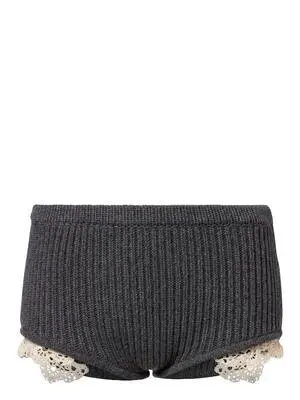 Magda Butrym Crochet-trimmed Cashmere Shorts - Grey