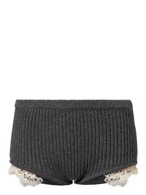 Magda Butrym Crochet-trimmed Cashmere Shorts - Grey
