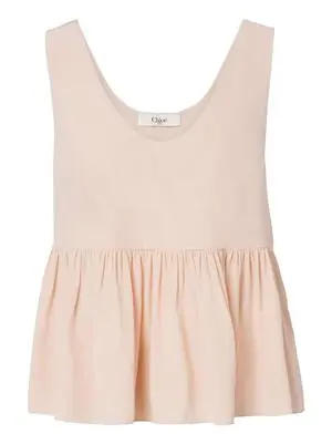 Chloé Silk Crêpe De Chine Peplum Top - Pink
